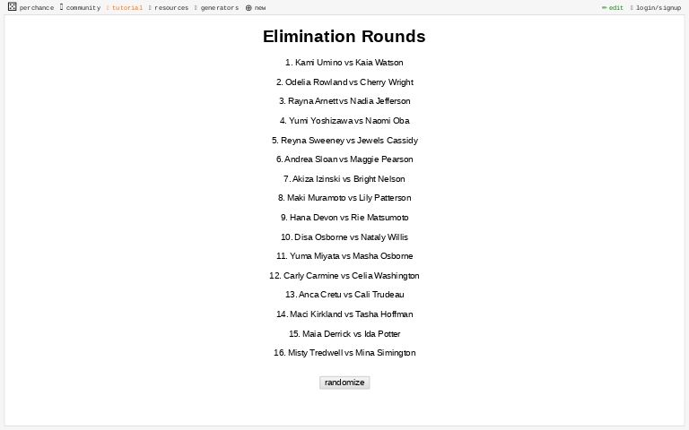 Elimination Rounds ― Perchance Generator