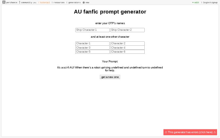 AU fanfic prompt generator