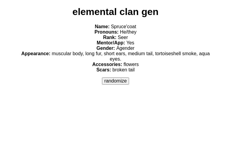 elemental clan gen