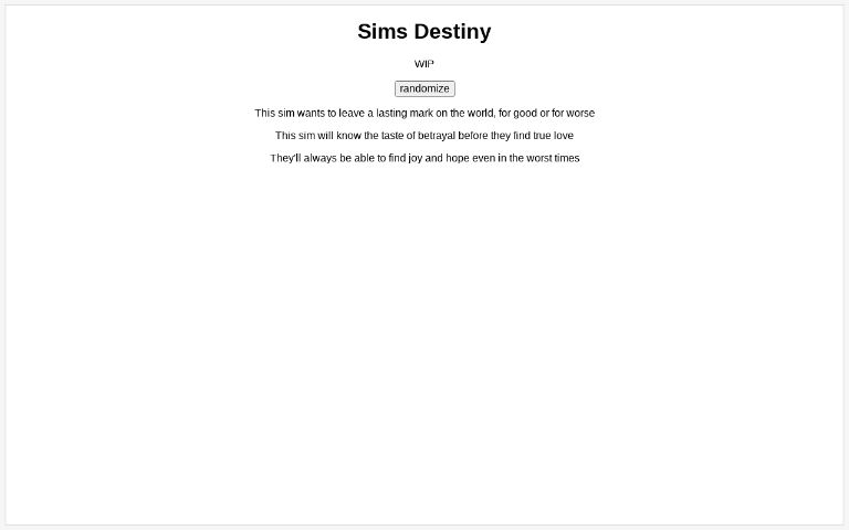 Sims Destiny ― Perchance Generator