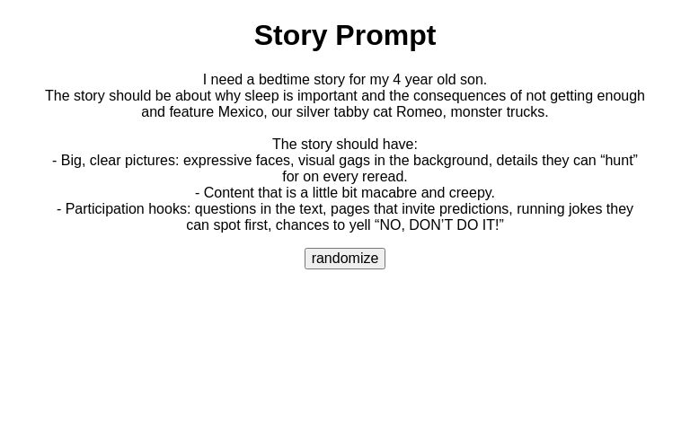 Story Prompt ― Perchance Generator