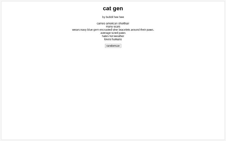 cat gen ― Perchance Generator