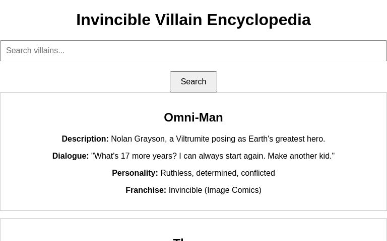 Invincible Villain Encyclopedia ― Perchance Generator