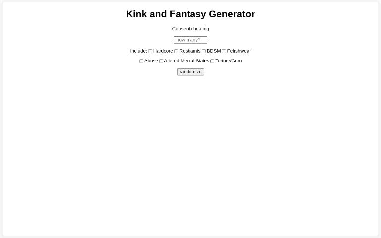 Kink and Fantasy Generator