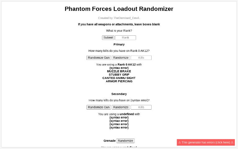 Phantom Forces Loadout Randomizer ― Perchance Generator