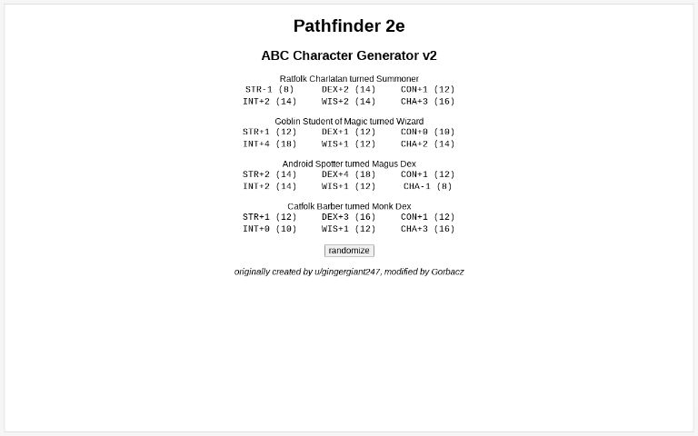 Pathfinder 2e ― Perchance Generator