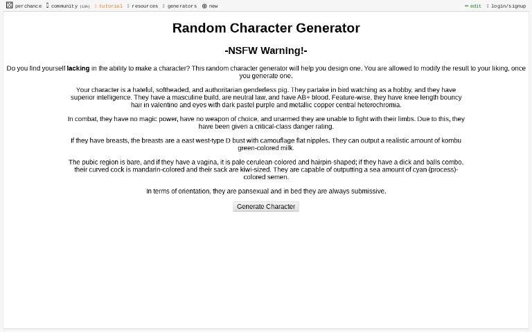Random Character Generator