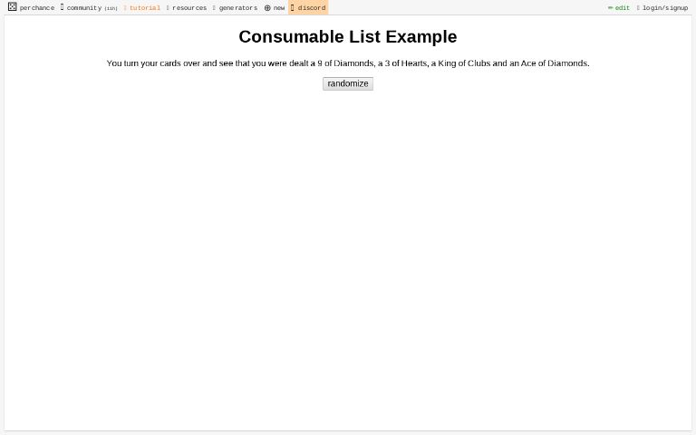 Consumable List Example ― Perchance Generator