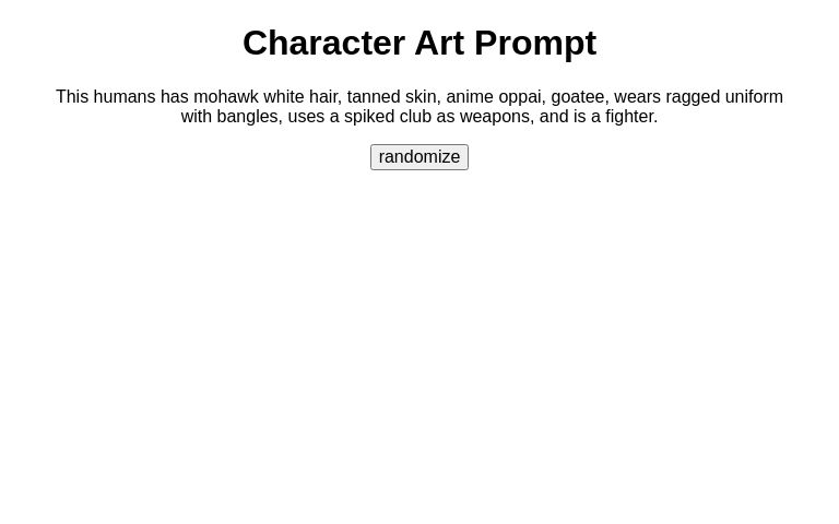 Character Art Prompt ― Perchance Generator