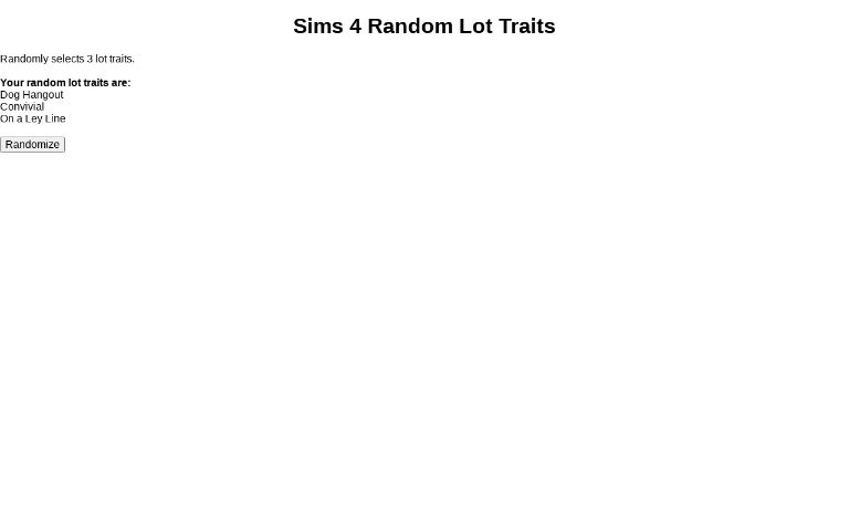 Sims 4 Random Lot Traits ― Perchance Generator
