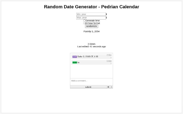 Random Date Generator - Pedrian Calendar