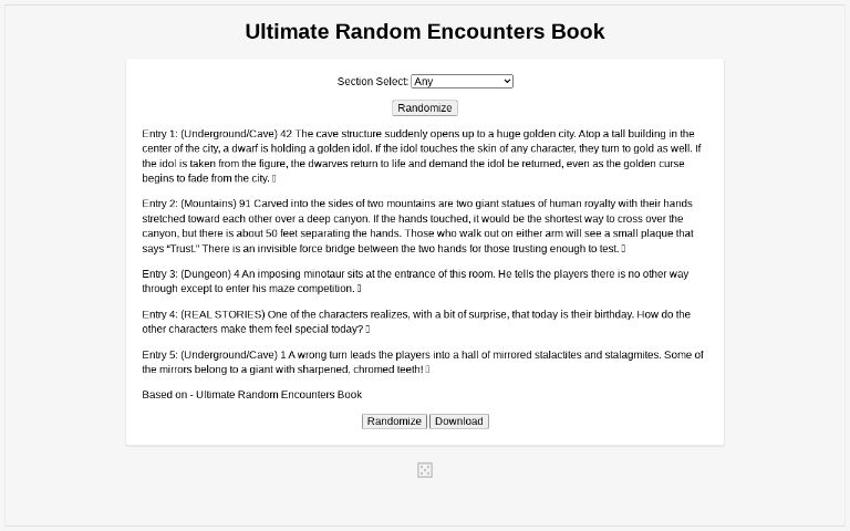 Ultimate Random Encounters Book ― Perchance Generator