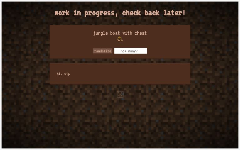 work in progress, check back later! ― Perchance Generator