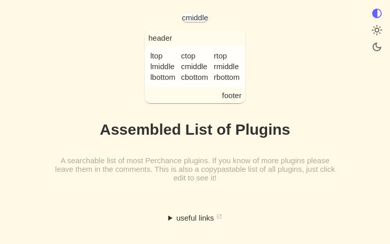 Assembled List of Plugins ― Perchance Generator
