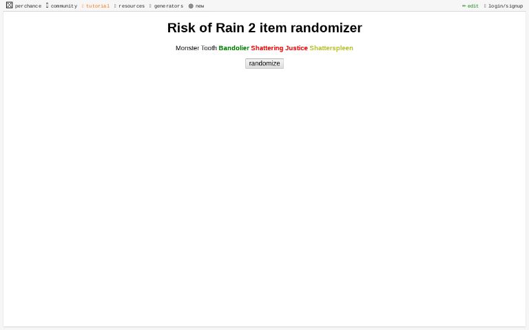Risk of Rain 2 item randomizer ― Perchance Generator