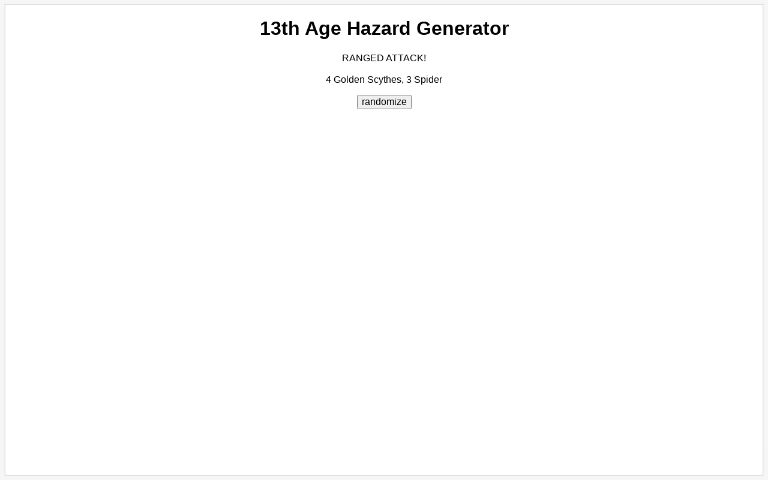 13th Age Hazard Generator