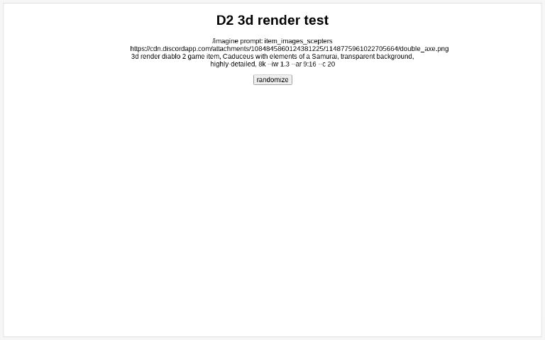 D2 3d render test ― Perchance Generator