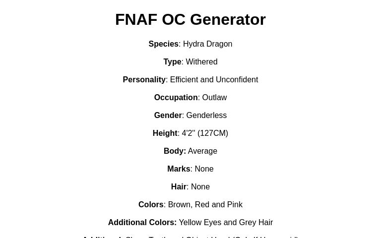 FNAF OC Generator