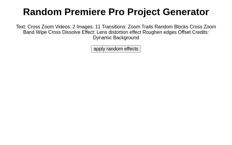 Random Premiere Pro Project Generator