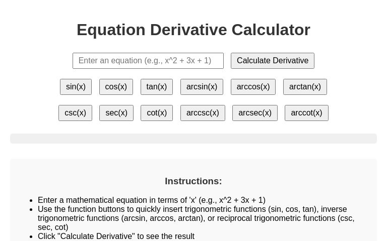 Equation Derivative Calculator ― Perchance Generator