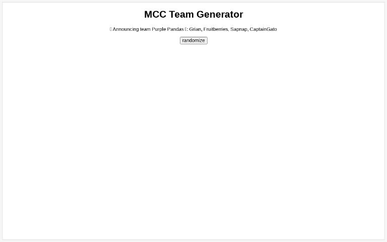 MCC Team Generator
