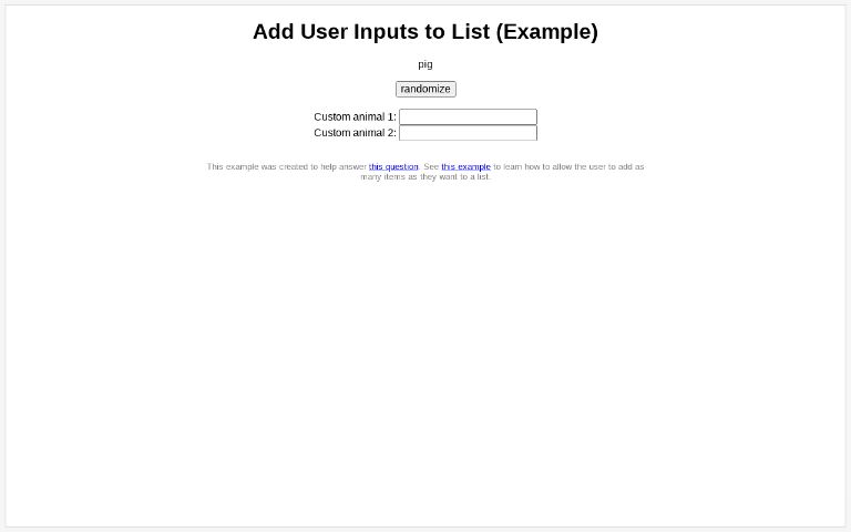 Add User Inputs to List (Example) ― Perchance Generator