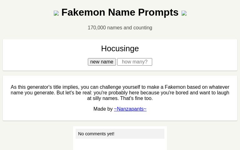 Fakemon Name Prompts ― Perchance Generator