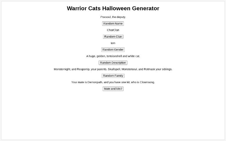 Warrior Cats Halloween Generator