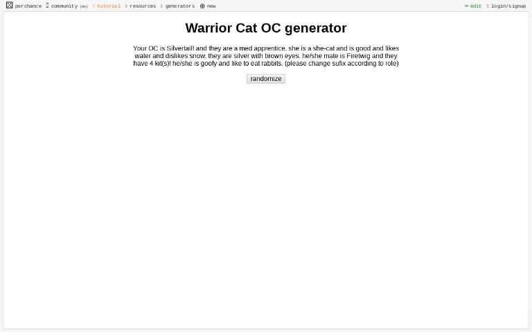 Warrior Cat OC generator