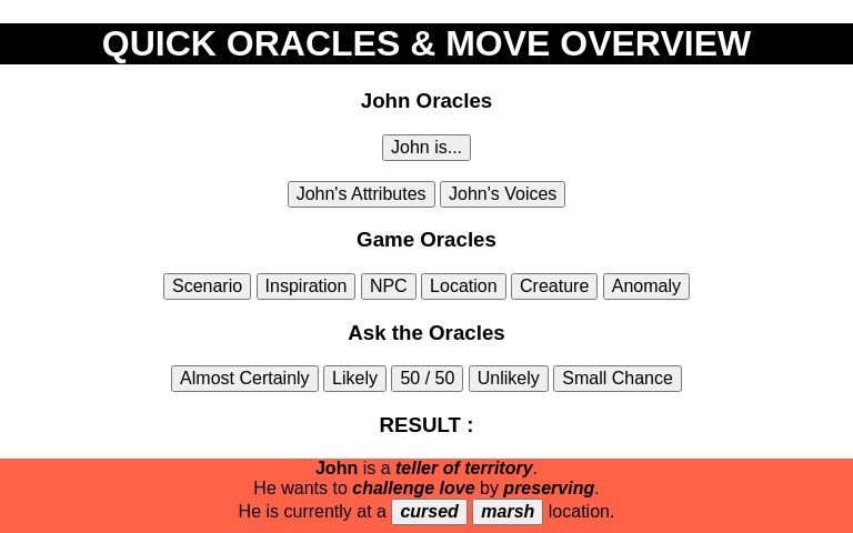 QUICK ORACLES ― Perchance Generator