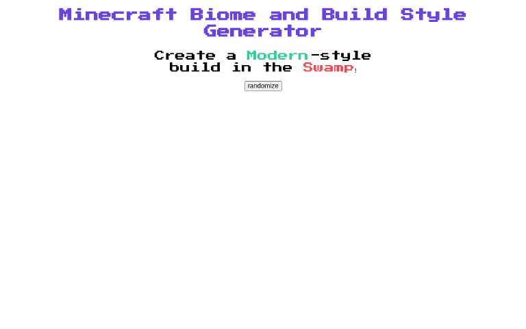 Minecraft Biome and Build Style Generator