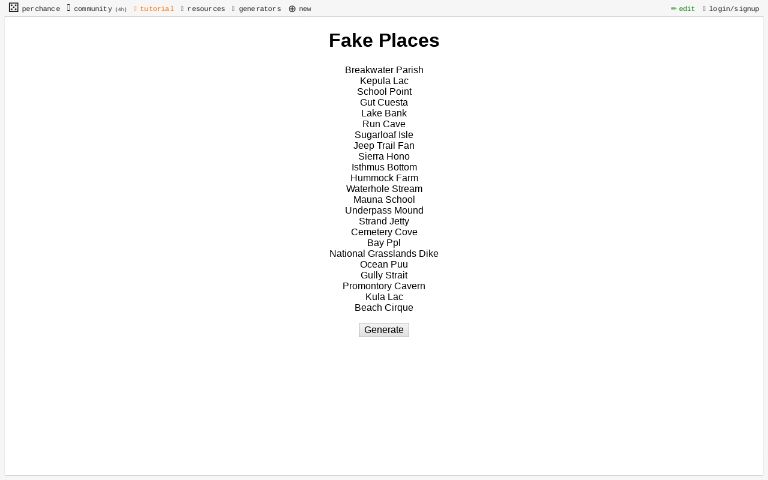 Fake Places ― Perchance Generator