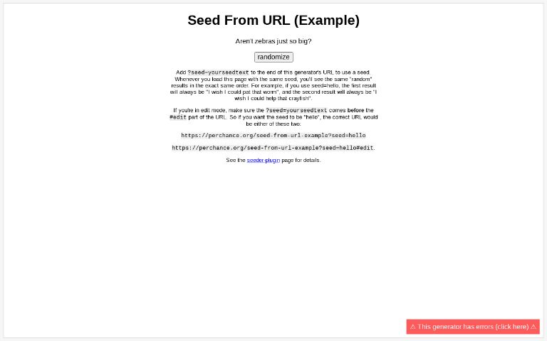 Seed From URL (Example) ― Perchance Generator