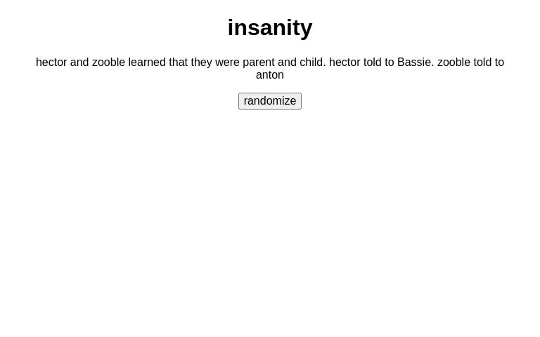 insanity ― Perchance Generator