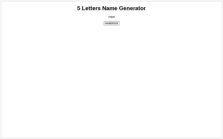 5 Letters Name Generator