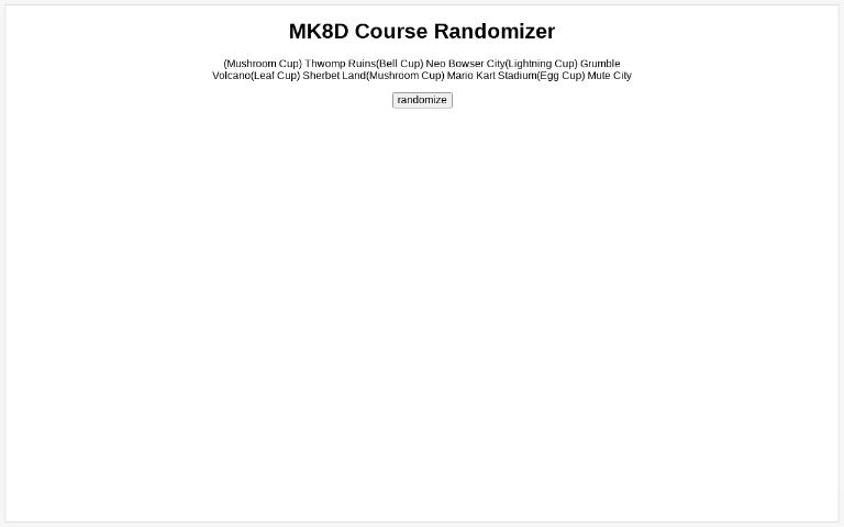 MK8D Course Randomizer ― Perchance Generator