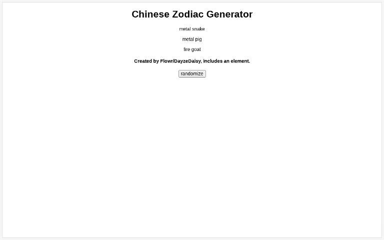 Chinese Zodiac Generator