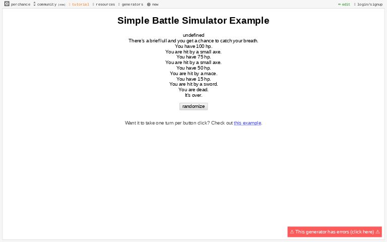 Simple Battle Simulator Example ― Perchance Generator