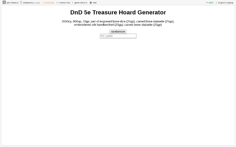 DnD 5e Treasure Hoard Generator