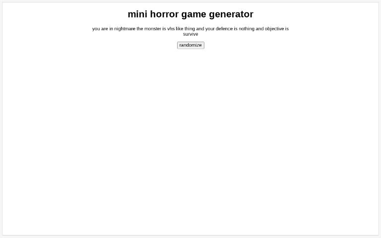 mini horror game generator