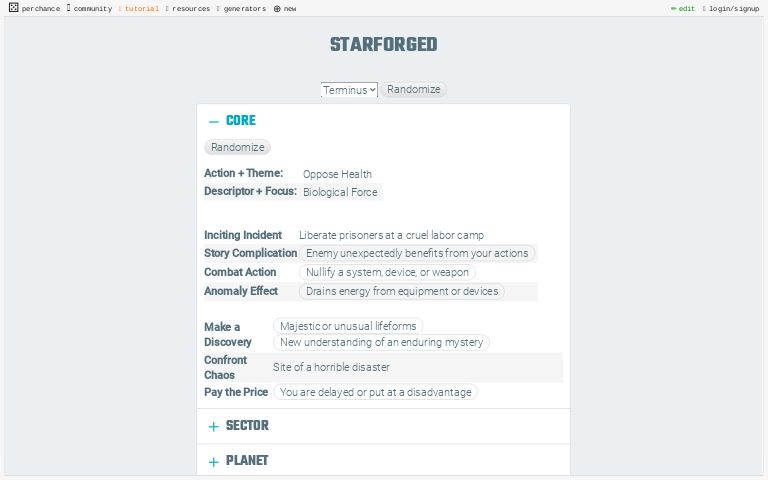 Starforged ― Perchance Generator