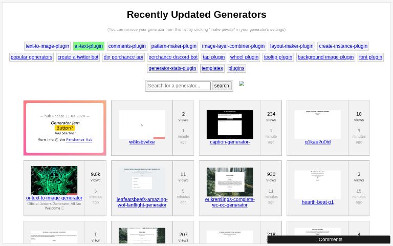 Recently Updated Generators