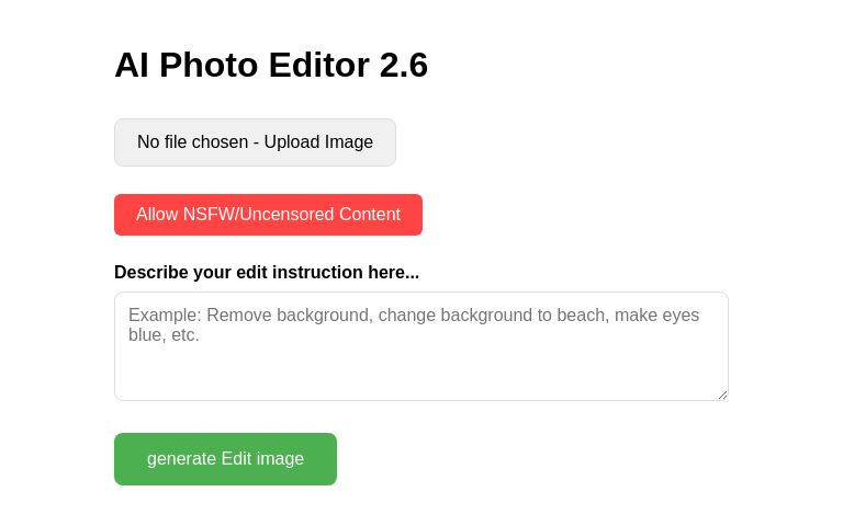 AI Photo Editor 2.6 ― Perchance Generator