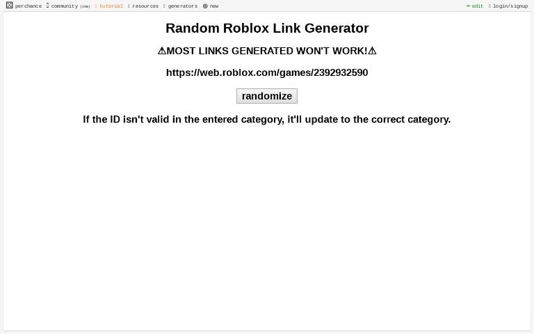 Random Roblox Link Generator