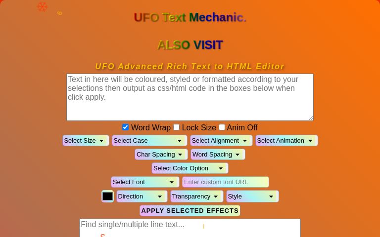 UFO Text Mechanic. ALSO VISIT ― Perchance Generator