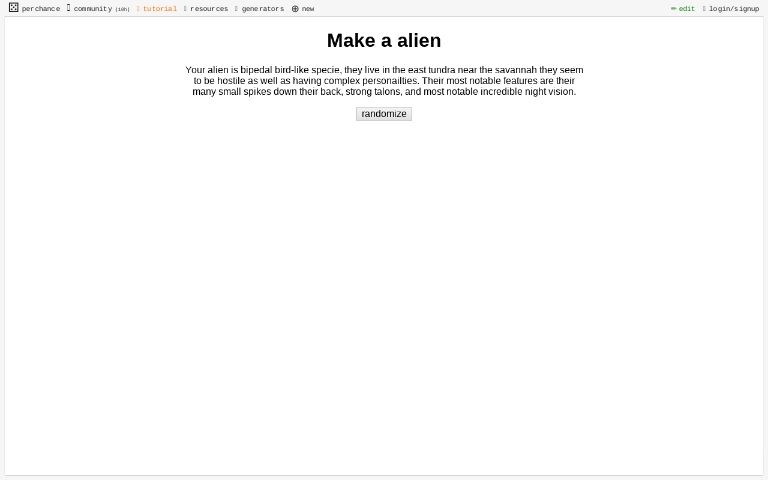 Make a alien ― Perchance Generator