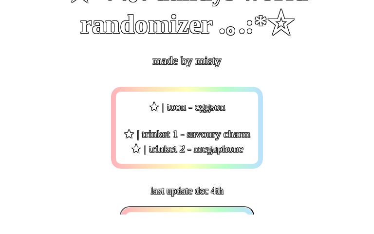 dandys world randomizer .｡.:*☆ ― Perchance Generator
