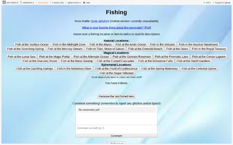 Fishing ― Perchance Generator