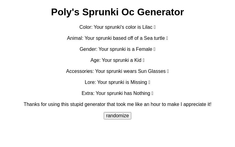 Poly's Sprunki Oc Generator