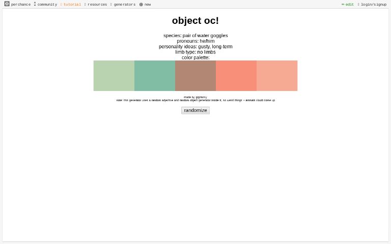 object oc! ― Perchance Generator